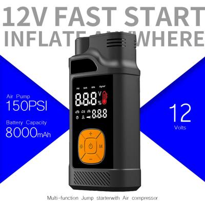 China 8000mAh Battery Jump Starter with 150 PSI Air Compressor and Digital Display for Emergency Vehicle Charging for sale