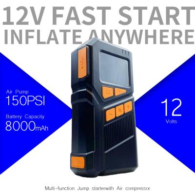 China Vehicle Jump Starter Kit with 150 PSI Tire Pump 8000mAh Battery and USB-C Recharge for Emergency Use for sale
