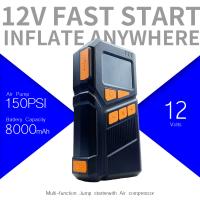 China Compact 8000mAh Jump Starter with 150 PSI Air Pump and Smart Digital Display for Emergency Vehicle Charging for sale
