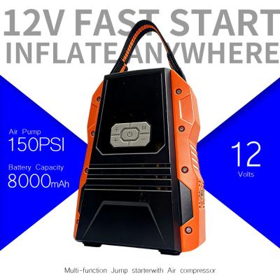 China Heavy-Duty Portable Jump Starter with 150 PSI Air Compressor 20000mAh Battery and LED Emergency Lighting for sale