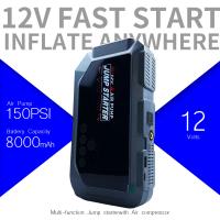 China 12V Multi Functional Jump Starter with 150 PSI Inflator Rechargeable Battery Pack and Digital Display for sale