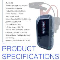 China 12V Multi Functional Jump Starter with 150 PSI Inflator Rechargeable Battery Pack and Digital Display for sale