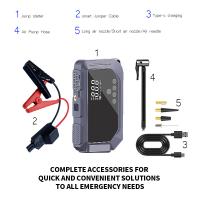 China 12V Multi Functional Jump Starter with 150 PSI Inflator Rechargeable Battery Pack and Digital Display for sale