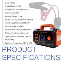 China Portable Car Power Station with 600A Peak Current 150 PSI Air Compressor and 24000mAh Battery Capacity for sale