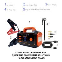 China Portable Car Power Station with 600A Peak Current 150 PSI Air Compressor and 24000mAh Battery Capacity for sale