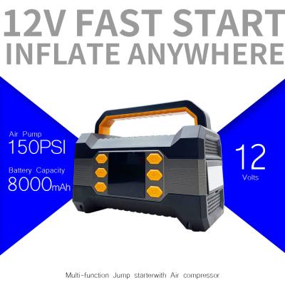 China 24000mAh Battery 150 PSI Air Compressor Multi-Function Emergency Jump Starter Power Station for sale