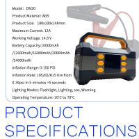 China 24000mAh Battery 150 PSI Air Compressor Multi-Function Emergency Jump Starter Power Station for sale
