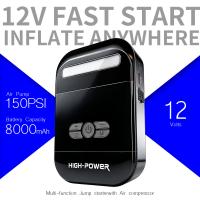 China Compact 12V Jump Starter with 1000A Peak Current, 150PSI Air Pump, and 8000mAh Battery for Emergency Vehicle Charging for sale