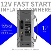 China Heavy-Duty 10000mAh Battery Jump Starter with 150 PSI Air Compressor and 1000A Peak Current for sale