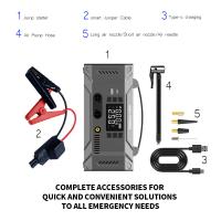 China Heavy-Duty 10000mAh Battery Jump Starter with 150 PSI Air Compressor and 1000A Peak Current for sale
