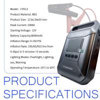 China 12V Multi Functional Jump Starter with 1000A Peak Current 150PSI Tire Inflator and 8000mAh Power Bank for sale