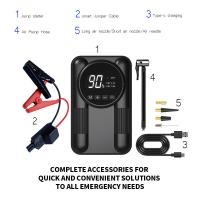 China Portable 12V Jump Starter with 1200A Peak Power 150PSI Tire Pump and 8000mAh Battery Multi Functional Power Bank for sale