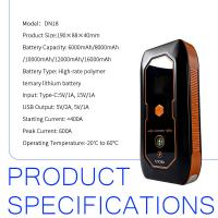 China Portable Car Jump Starter with 600A Peak Current 6000–16000mAh Battery Capacity and USB Output & LED Emergency Light for sale