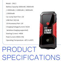 China 600A Peak Power Car Jump Starter with Wireless Charging & High-Capacity Portable Power Bank for sale