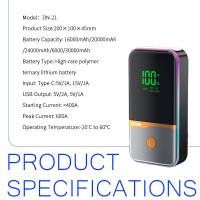 China Portable Car Jump Starter with 600A Peak Current 16000–30000mAh Battery Booster Power Bank and USB Output & LED Emergency Light for sale