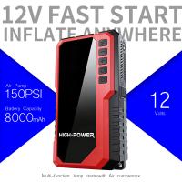 China Portable Car Jump Starter with 600A Peak Current 150PSI Tire Inflator and 6400mAh Power Bank for sale
