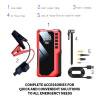 China Portable Car Jump Starter with 600A Peak Current 150PSI Tire Inflator and 6400mAh Power Bank for sale
