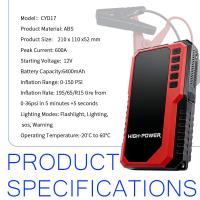 China Portable Car Jump Starter with 600A Peak Current 150PSI Tire Inflator and 6400mAh Power Bank for sale