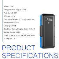 China Portable Car Jump Starter with 800A Peak Current Type-C Fast Charging and 150 PSI Air Compressor for sale