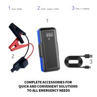 China Portable Car Jump Starter with 800A Peak Current Type-C Fast Charging and 150 PSI Air Compressor for sale