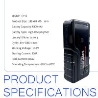 China Portable Jump Starter with 600A Peak Current 6400mAh Battery Booster and LED Flashlight for sale