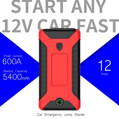 China Portable Car Jump Starter with 600A Peak Current 5400mAh Battery Booster and LED Flashlight Power Bank for sale