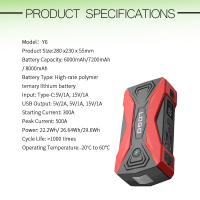 China Portable Jump Starter with 600A Peak Current 6000-8000mAh Battery Booster and Fast Charging for sale