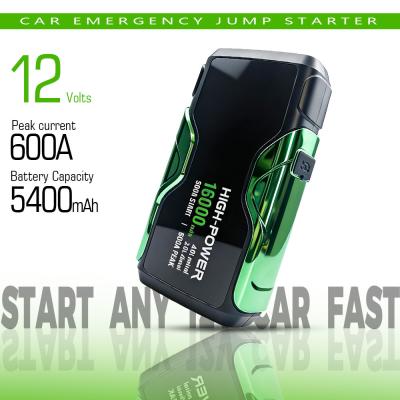 China Portable Car Jump Starter with 600A Peak Current 6400mAh Battery Booster LED Flashlight & Emergency Strobe for sale