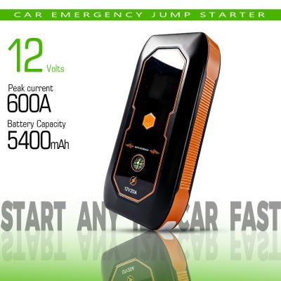 China 600A Peak Current Car Jump Starter with 6000mAh to 16000mAh Battery Capacity and High-rate Polymer Ternary Lithium Battery for sale