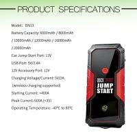 China High-Power 600A Peak Current Car Jump Starter with Wireless Charging and Multi-Function Design for sale