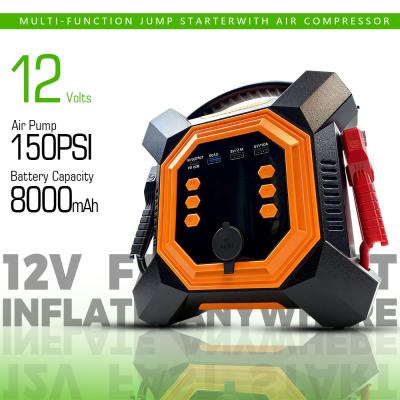 China 600A Peak Multi Functional Jump Starter with 16000mAh Power Bank and 150PSI Tire Inflator for sale