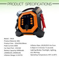 China 600A Peak Multi Functional Jump Starter with 16000mAh Power Bank and 150PSI Tire Inflator for sale