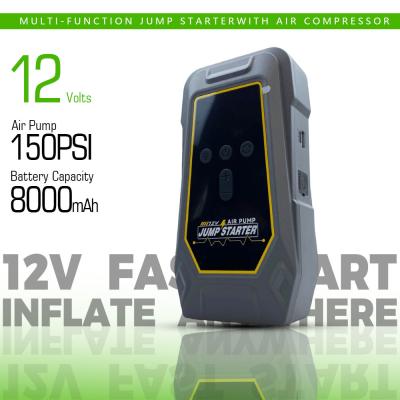 China Portable Jump Starter with 1000A Peak Current, 150 PSI Air Compressor, and 8000mAh Power Bank for Cars and Trucks for sale