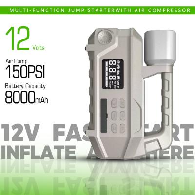 China Portable Jump Starter with 1000A Peak Current, 150PSI Tire Inflator, and 10000mAh Battery Booster Power Bank for sale