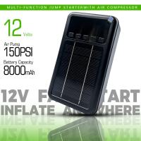 China Solar Portable Car Jump Starter with 8000mAh Battery and 150PSI Tire Inflator for Emergency Use for sale