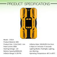 China Portable Car Jump Starter with 8000mAh Battery, 150 PSI Air Compressor and 600A Peak Current for Emergency Vehicle Charging for sale