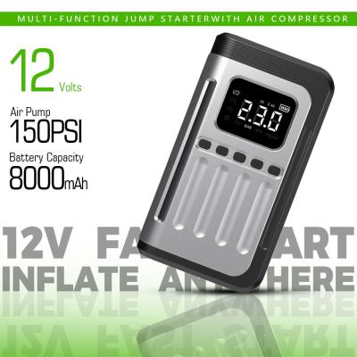 China High-Performance Jump Starter with 150 PSI Compressor 8000mAh Power Bank and 1000A Peak Output for sale