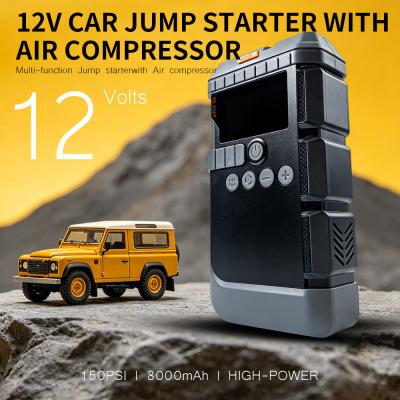 China Portable Car Jump Starter with 1000A Peak Current 150 PSI Air Compressor and 8000mAh Power Bank for sale