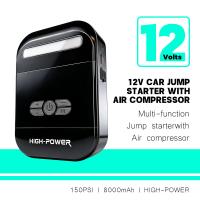China 1000A Peak Current Car Jump Starter with 8000mAh Battery and 150PSI Air Compressor Portable Battery Booster for sale