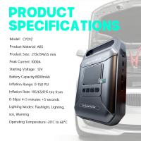 China 12V 1000A Peak Current Jump Starter with 8000mAh Battery and 150PSI Air Compressor Portable Power Bank for sale