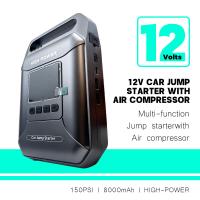 China 12V 1000A Peak Current Jump Starter with 8000mAh Battery and 150PSI Air Compressor Portable Power Bank for sale