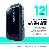 China 12V Car Jump Starter with 6000–12000mAh Portable Battery Booster and 150 PSI Tire Inflator for sale