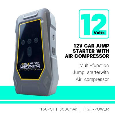 China High-Power 1000A Peak Current 12V Jump Starter with 12000mAh Battery and 150 PSI Air Compressor Portable Battery Booster & Tire Inflator for sale