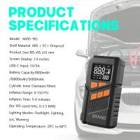 China Smart 8000mAh Battery Jump Starter with 150 PSI Air Compressor and Digital LCD Display for sale