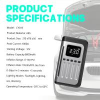 China Portable 12V Multi Functional Jump Starter with 1000A Peak Power, 8000mAh Battery & 150PSI Tire Pump for sale