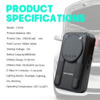 China Portable 12V Car Jump Starter with 1800A Peak Starting Current 12000mAh Battery and 150PSI Air Compressor Tire Inflator for sale