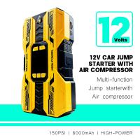 China 12V 600A Peak Current Jump Starter with 8000mAh Battery and 150PSI Air Compressor Portable Power Booster for sale