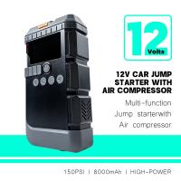 China Pro 12V Smart Jump Starter with 1000A Peak Current 8000mAh Battery and 150PSI Air Compressor Portable Power Booster for sale