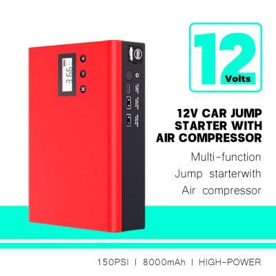 China Portable 12V Jump Starter with 1000A Peak Current 12000mAh Battery and 150 PSI Air Compressor for sale