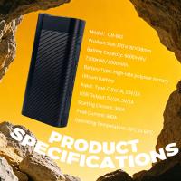 China Slim 12V Portable Jump Starter with 600A Peak Current Built-in Flashlight and Power Bank Function for sale